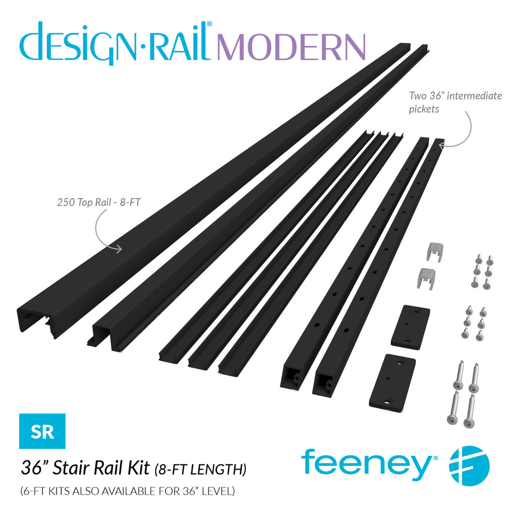 Feeney® DesignRail® Modern Kits (Stair) Rail Kit (36"- 8'- Black ...