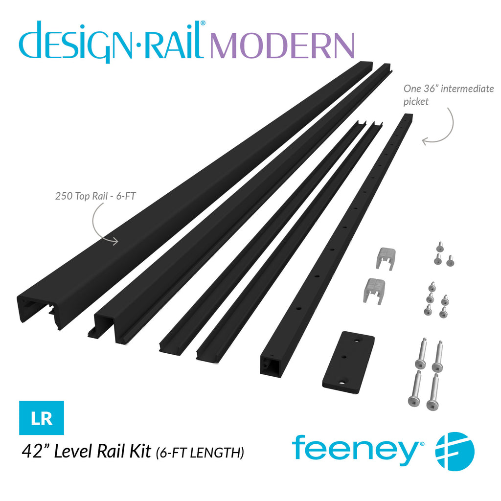 Feeney® DesignRail® Modern Kits (Level) Rail Kit (42"- 6'- Black ...
